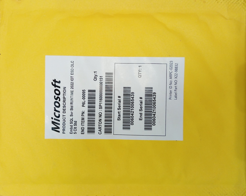 Licence Microsoft Embd SQL Server Standard RUNTIME 2022 | Douala CMR