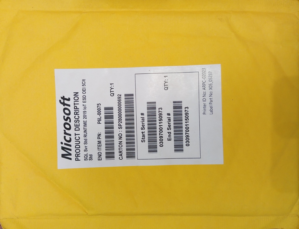 Licence Microsoft SQL Server Standard RUNTIME 2019 OEI 5Clt Douala CM