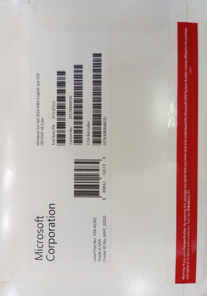 Windows Server 2016 standard 64Bit 1pk DSP OEI DVD | Douala Cameroun